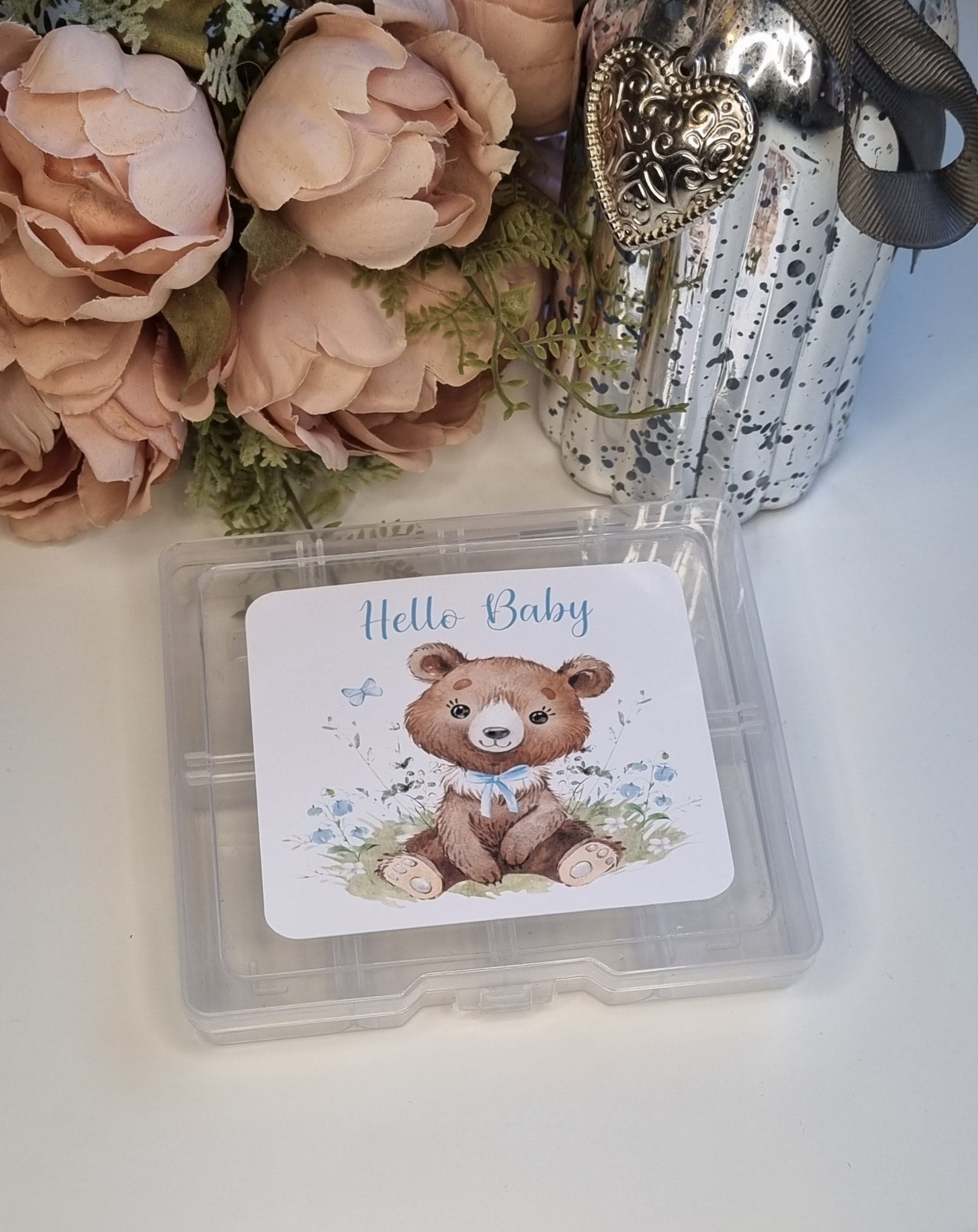 Blue Hello Baby Sticker | The Box Lady